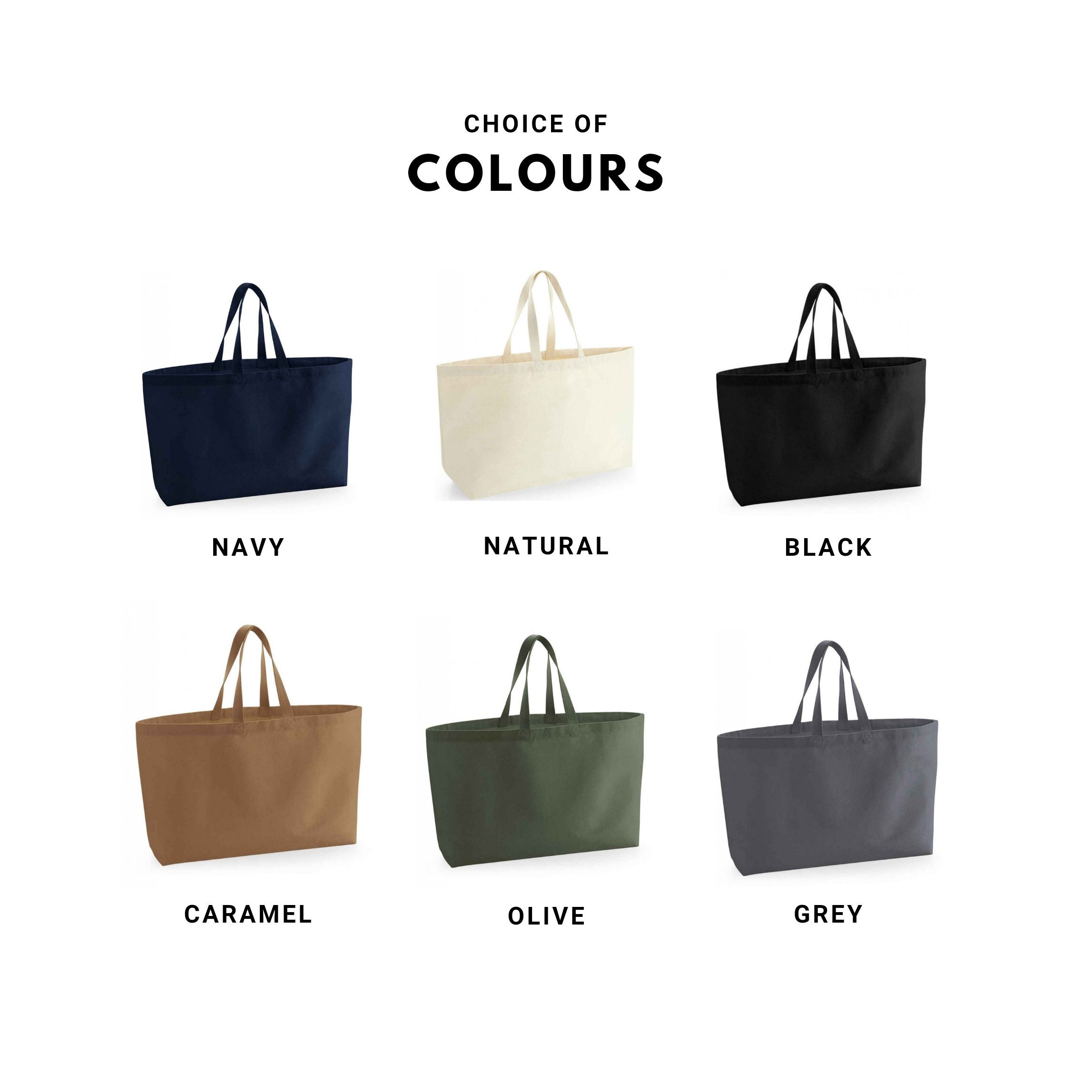 Custom Text Oversized Canvas Tote Bag: Large Shopper, Weekend Bag ...