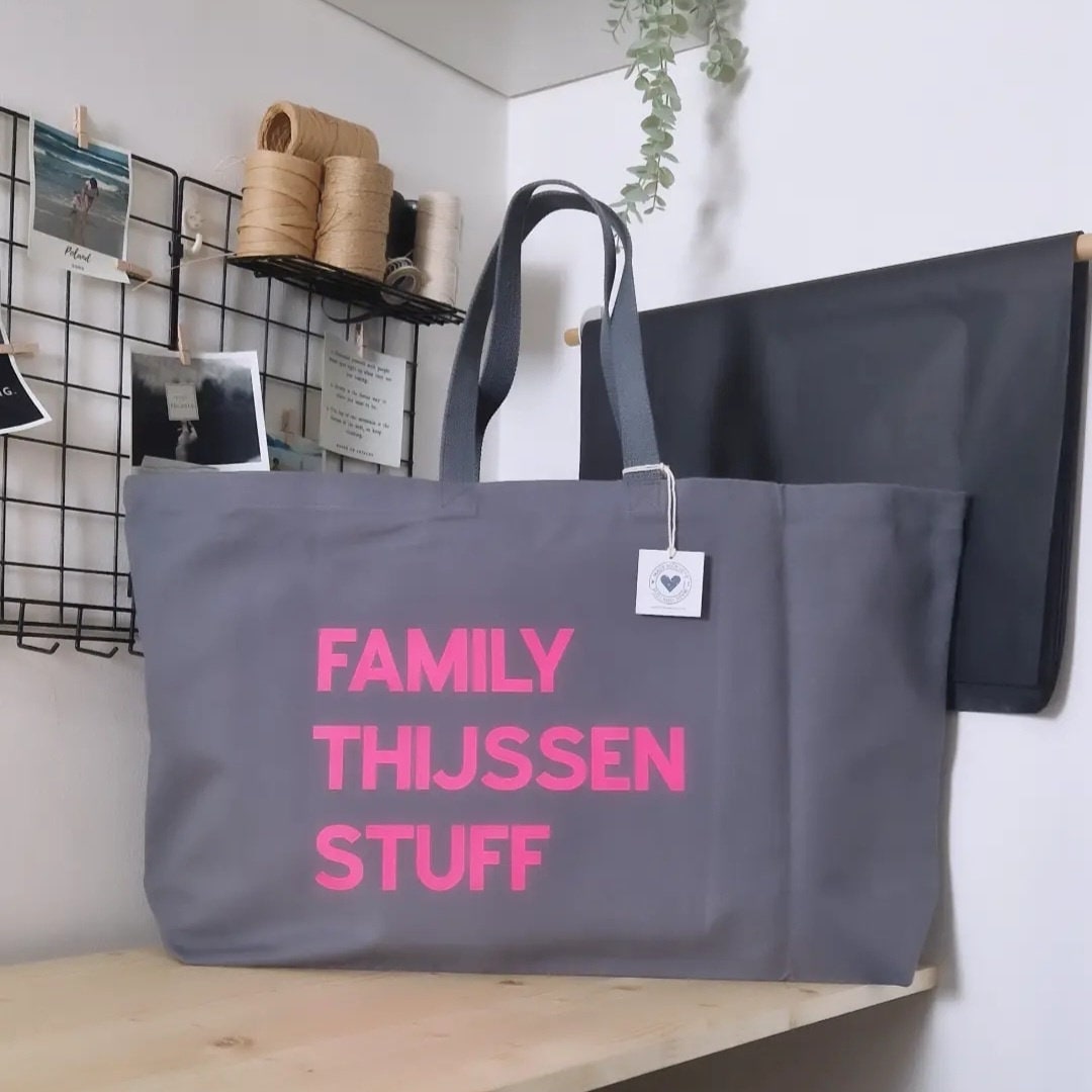 Custom Text Oversized Canvas Tote Bag: Large Shopper, Weekend Bag ...