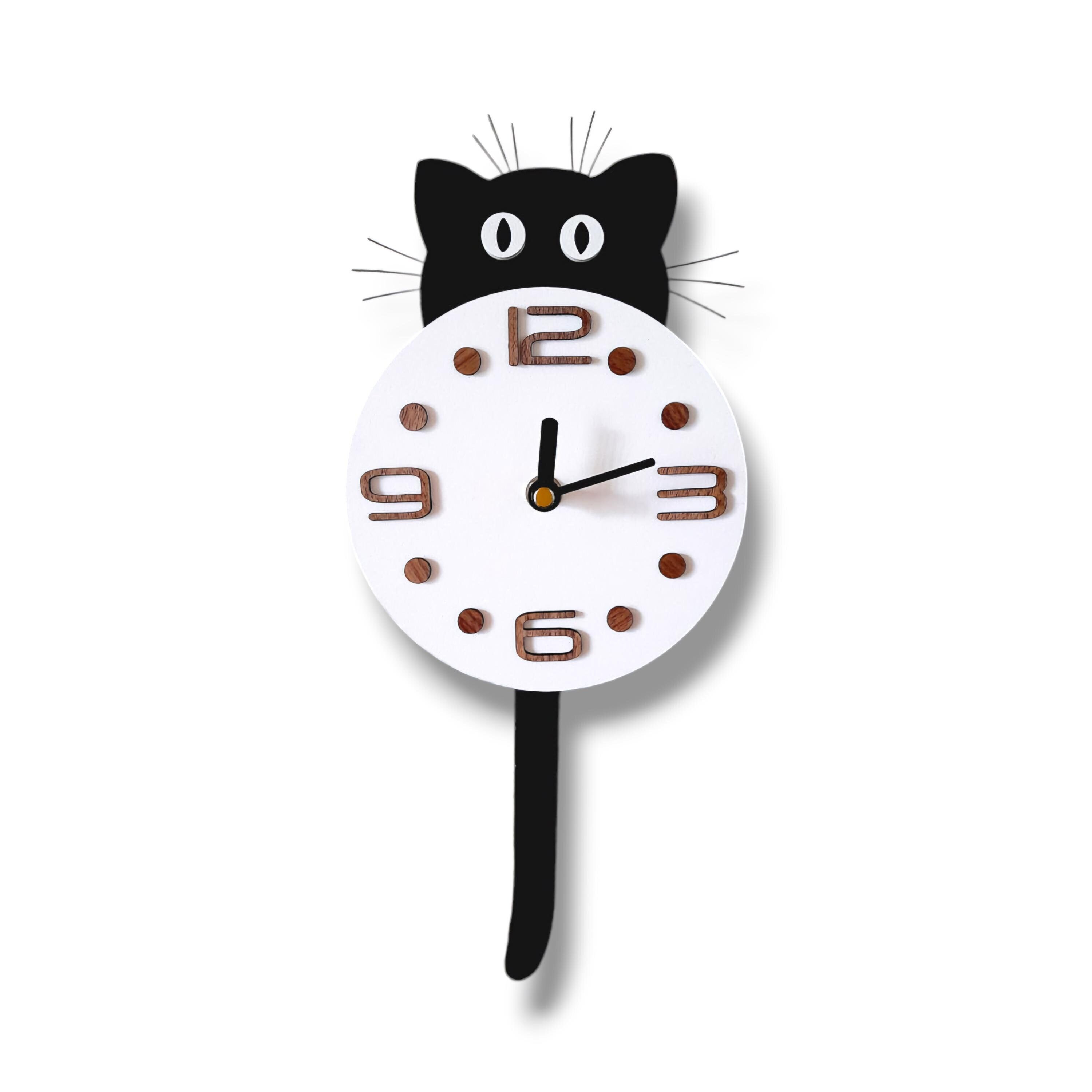 Pendulum Clock 'COSMO', Cat Clock, Tail Swings Back and Forth, Wall ...