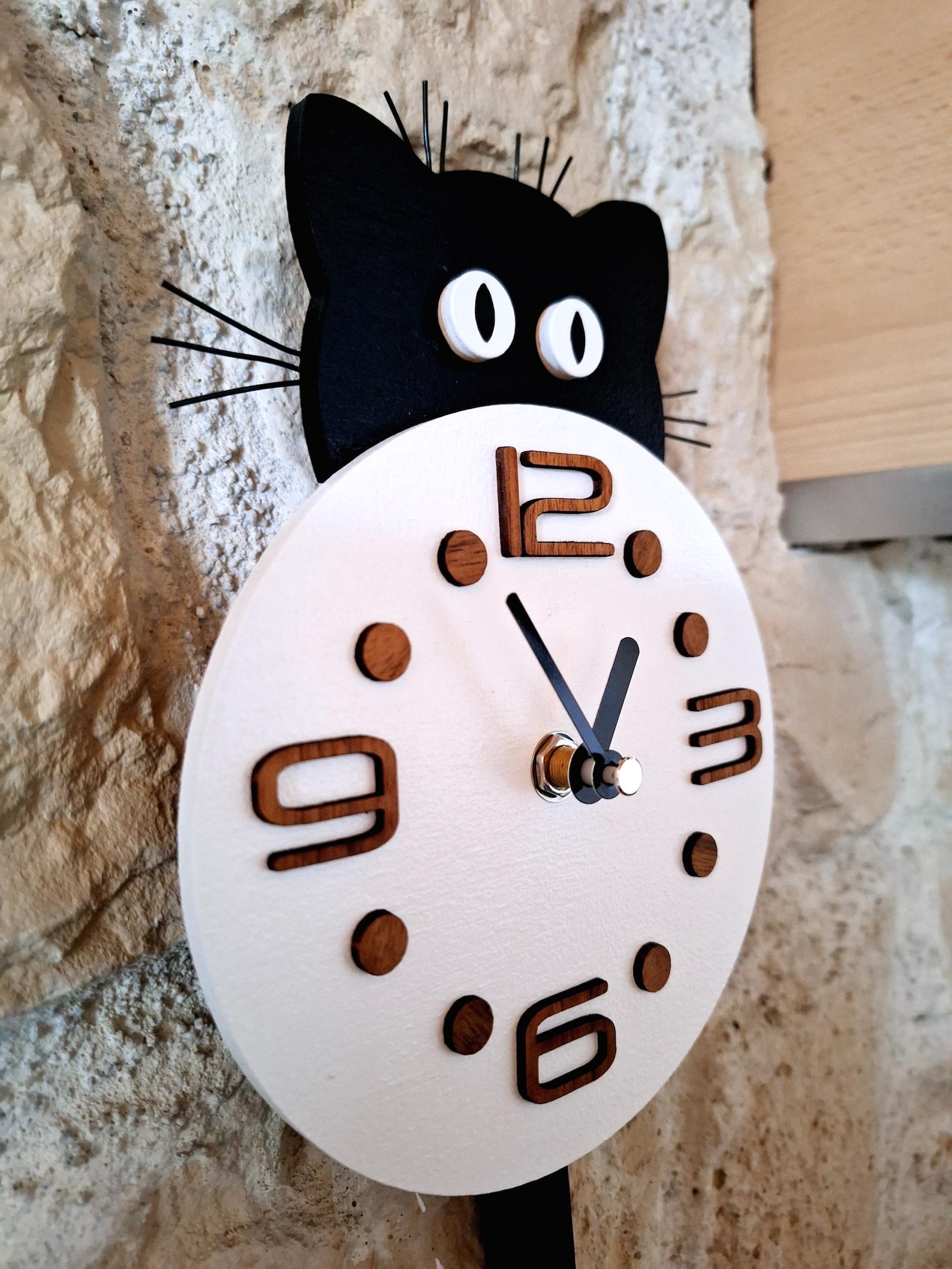 Pendulum Clock 'COSMO', Cat Clock, Tail Swings Back and Forth, Wall ...