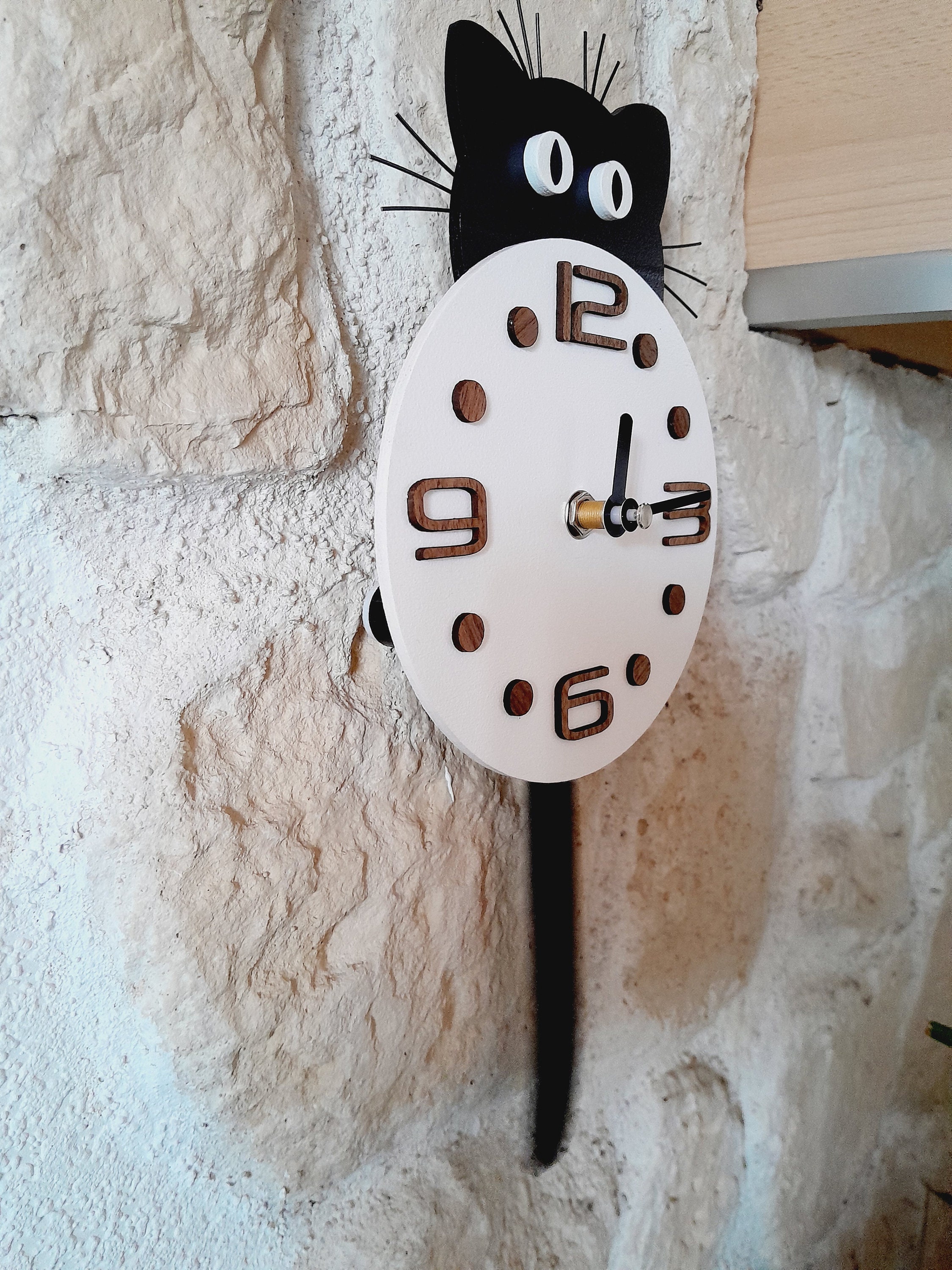 Pendulum Clock 'COSMO', Cat Clock, Tail Swings Back and Forth, Wall ...