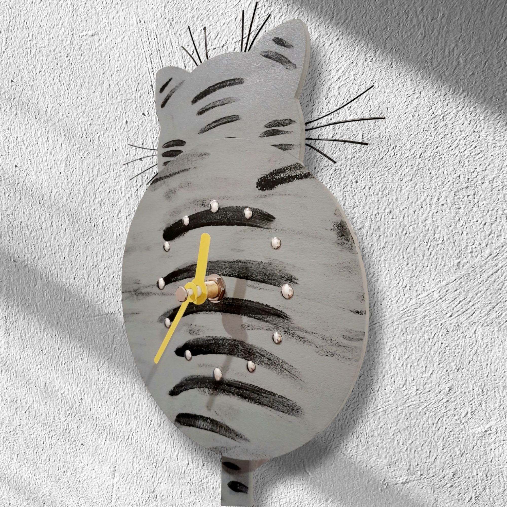 Pendulum Clock COSMO, Cat Clock, Wall Clock, Tail Swings Back and Forth ...
