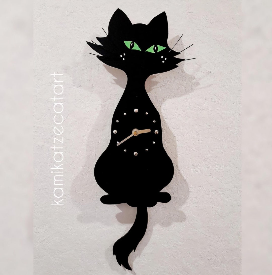 Pendulum Clock TINI, Cat Clock, Cat Wall Clock, Cat Pendulum Clock ...
