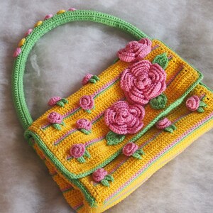 Crochet Bag Pattern, Crochet Purse Pattern Three Roses', Crochet Rose ...