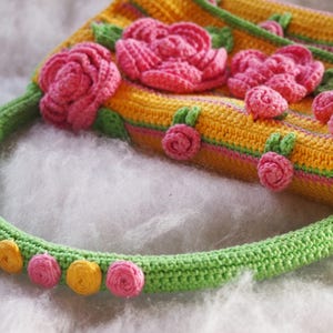 Crochet Bag Pattern, Crochet Purse Pattern Three Roses', Crochet Rose ...