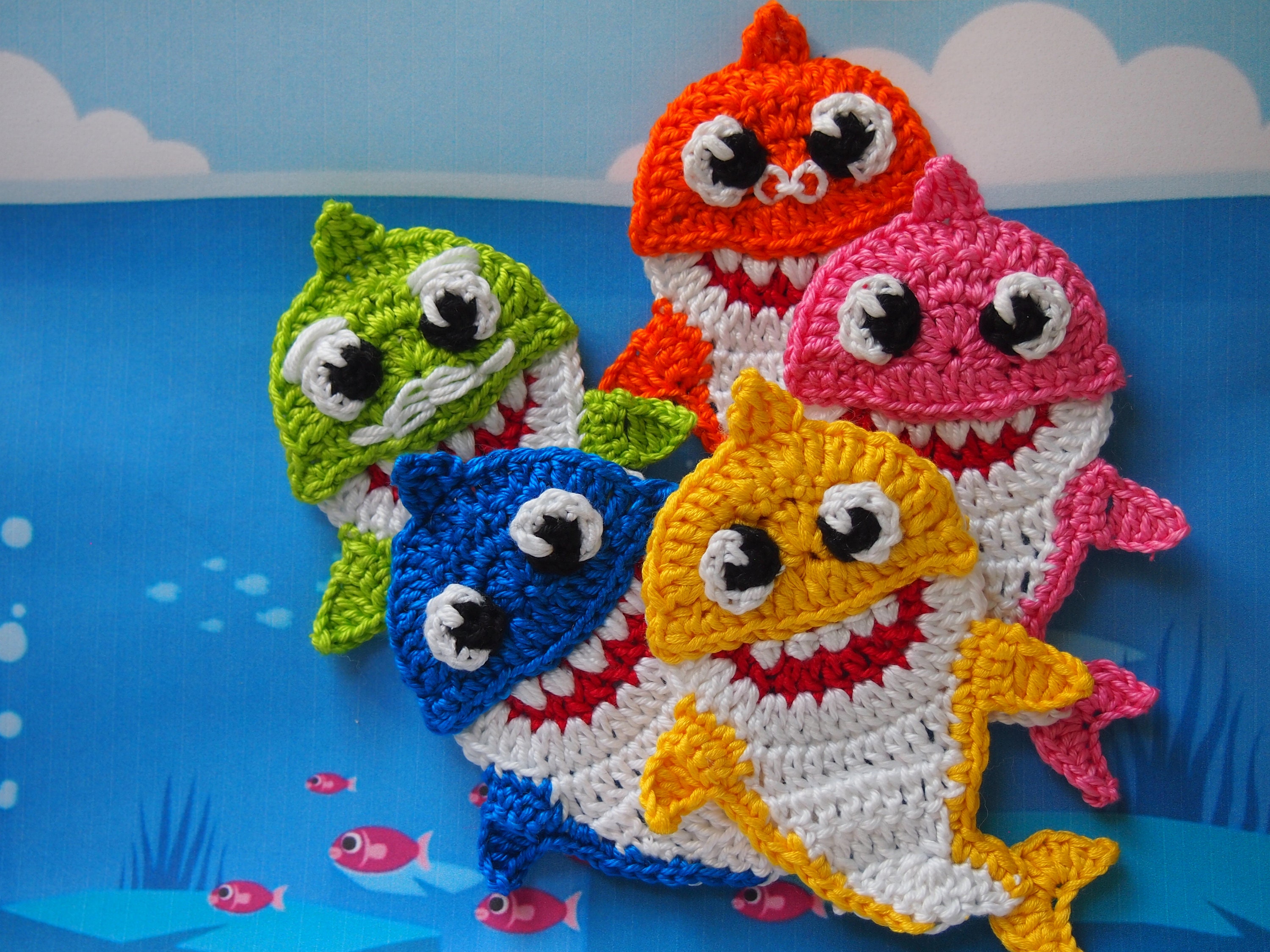 Sharks Crochet Patterns Crochet Pattern Shark Applique. | Etsy