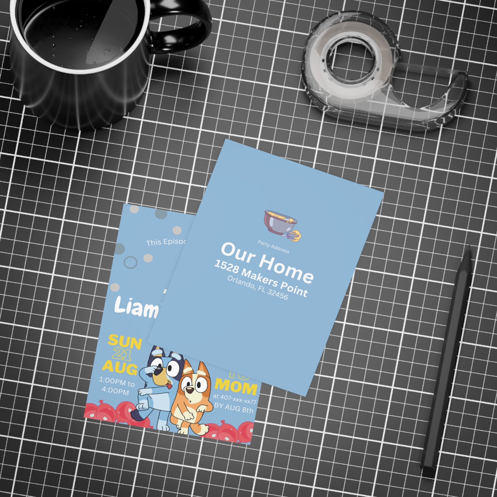 Bluey Themed Birthday Invitations With Envelopes Included - Etsy