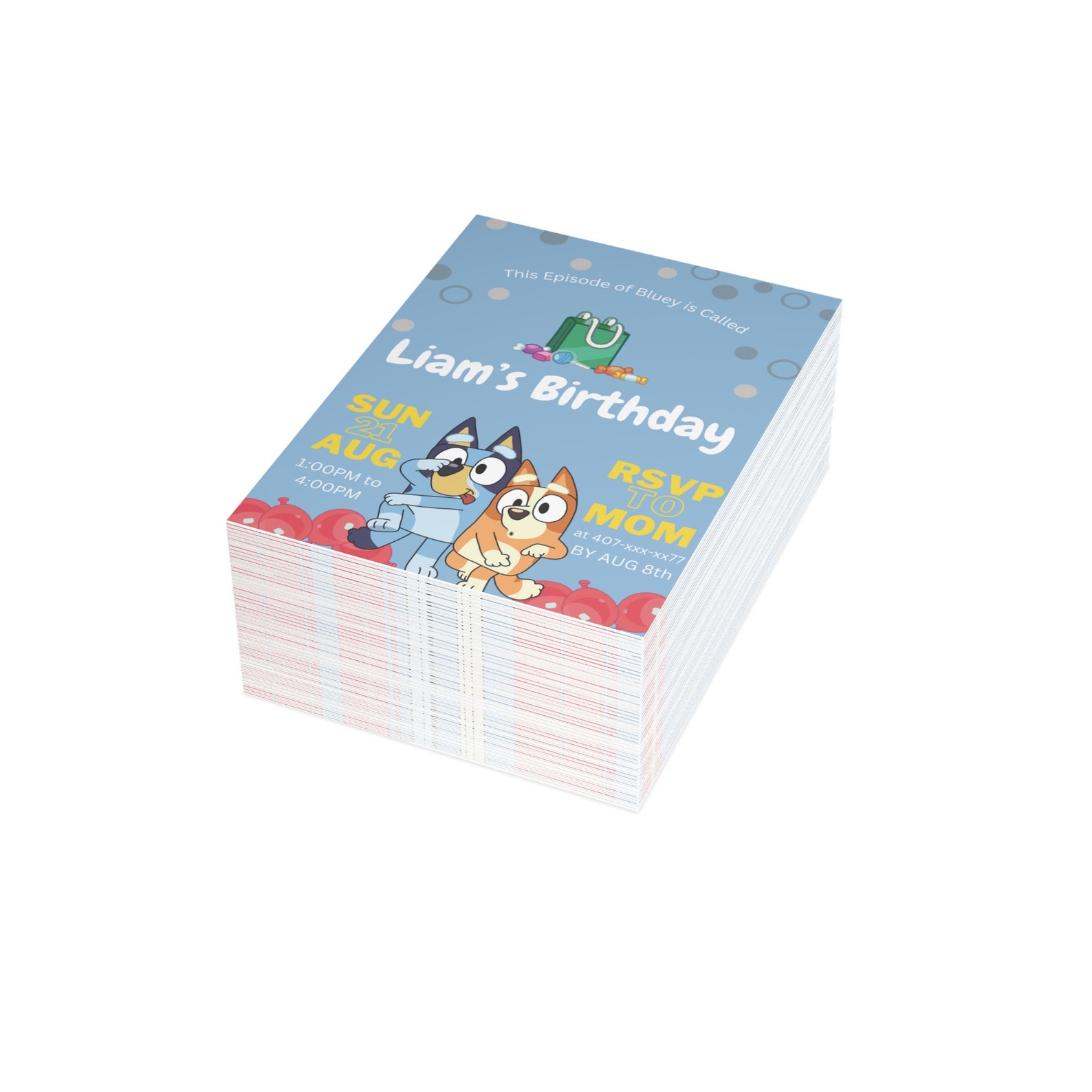 Bluey Themed Birthday Invitations With Envelopes Included - Etsy