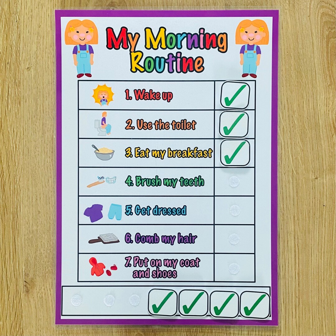 Personalised Morning Routine Chart With Removable Ticks - Etsy