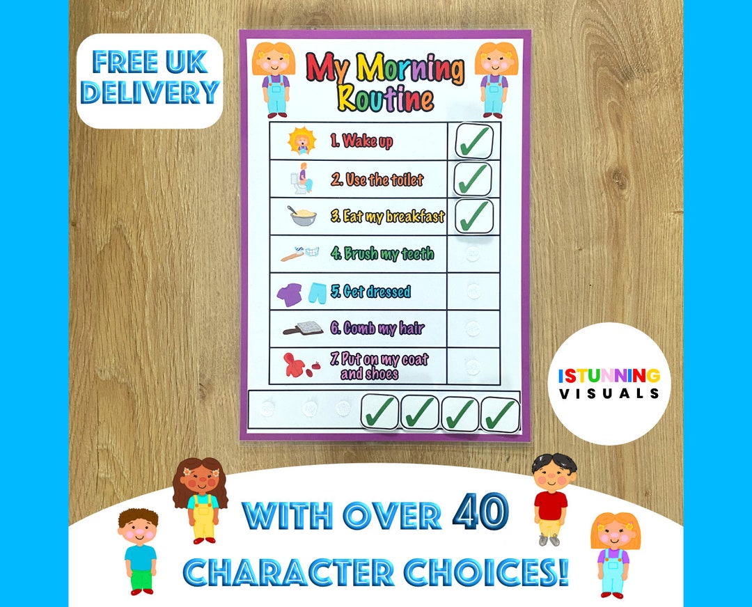 Personalised Morning Routine Chart With Removable Ticks - Etsy UK