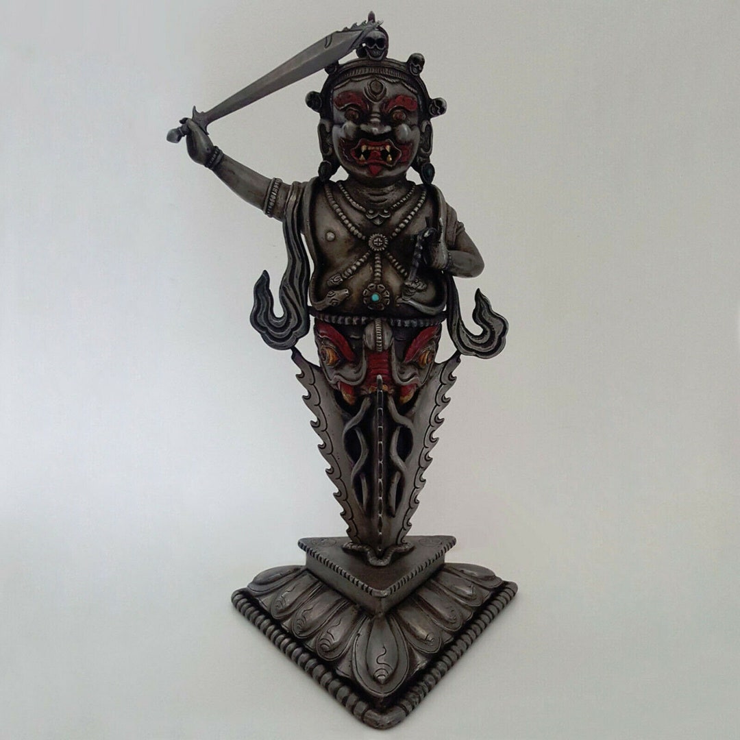 Antique Rare Tibetan Chanda Mahoroshan Bhairab Iron Phurba Statue 15 ...