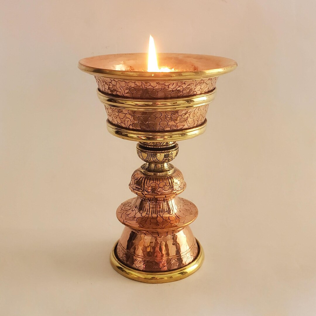 Tibetan Buddhist Finest Carvings Prayer Offering Butter Lamp 5.5 ...