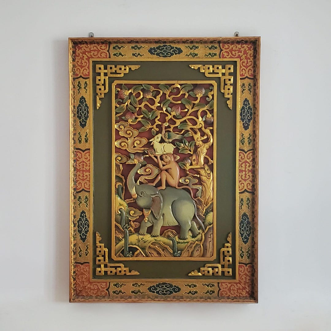 Tibetan Buddhist Four Harmonious Friends Wood Carving 42" - Nepal - Etsy