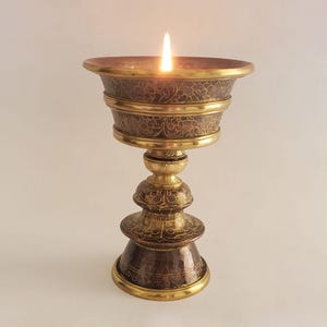 Tibetan Buddhist Finest Carvings Prayer Offering Butter Lamp 5.5 ...