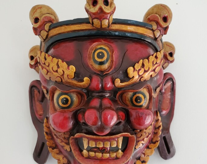 Nepalese Wooden Bhairab Mask Wall Hanging 12"- 13" - Nepal - Etsy