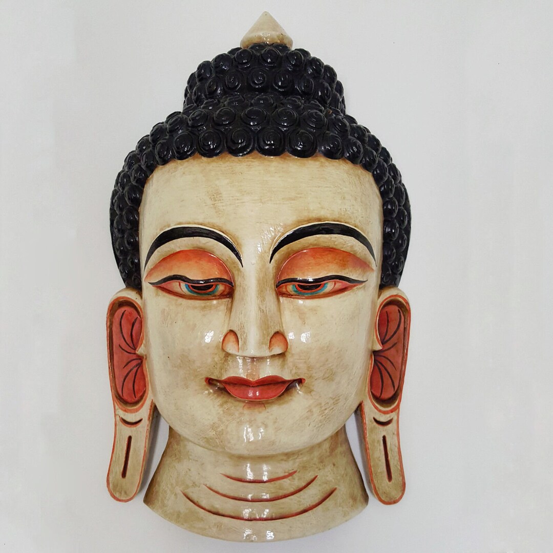Nepalese Wooden Buddha/guru Mask Wall Hanging 19" - Nepal - Etsy