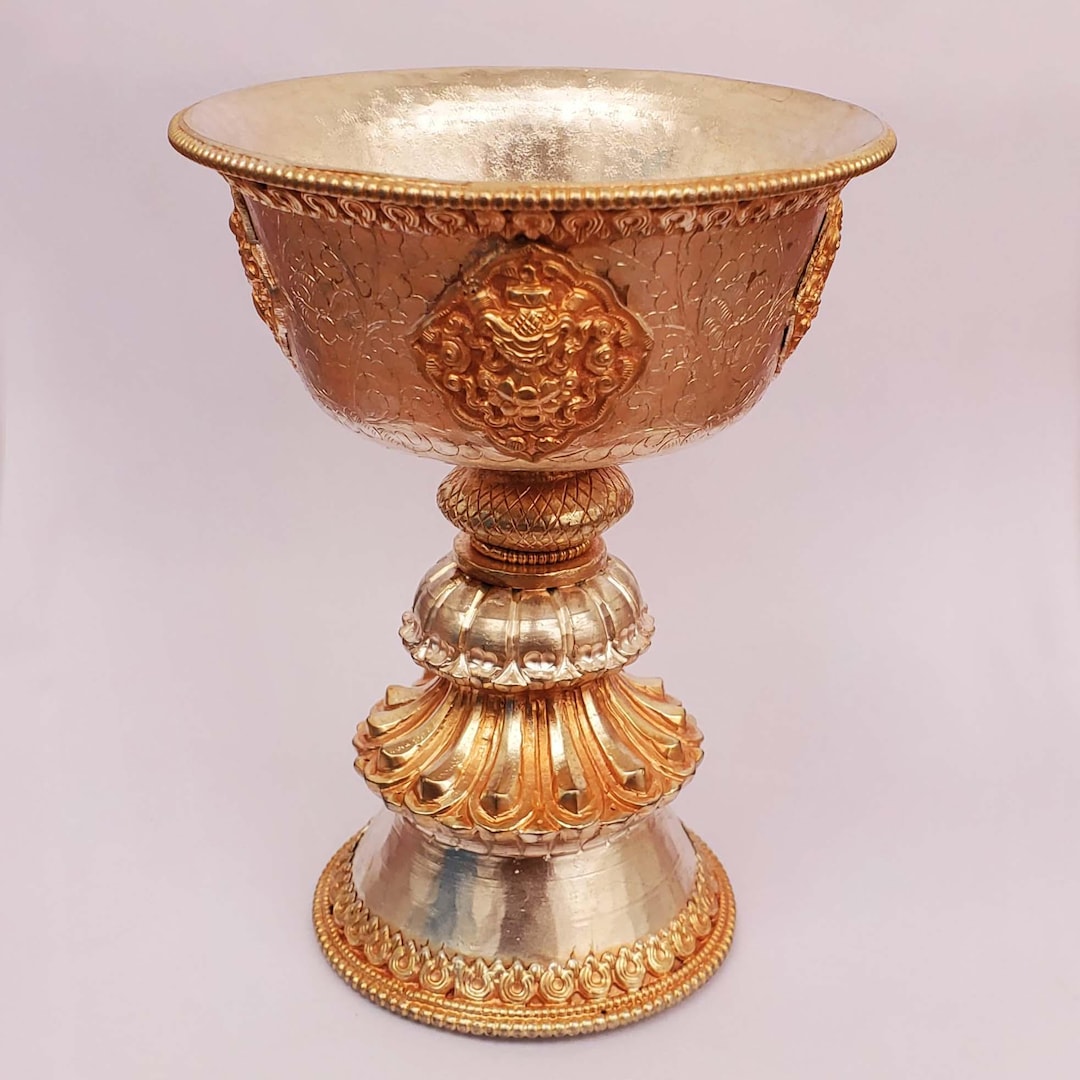 Tibetan Buddhist Finest Carvings Prayer Offering Butter Lamp 5.5 ...