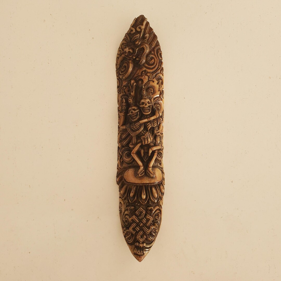 Tibetan Buddhist Citipati Dancing Skeletons Carved on Yak Bone 6.5 ...