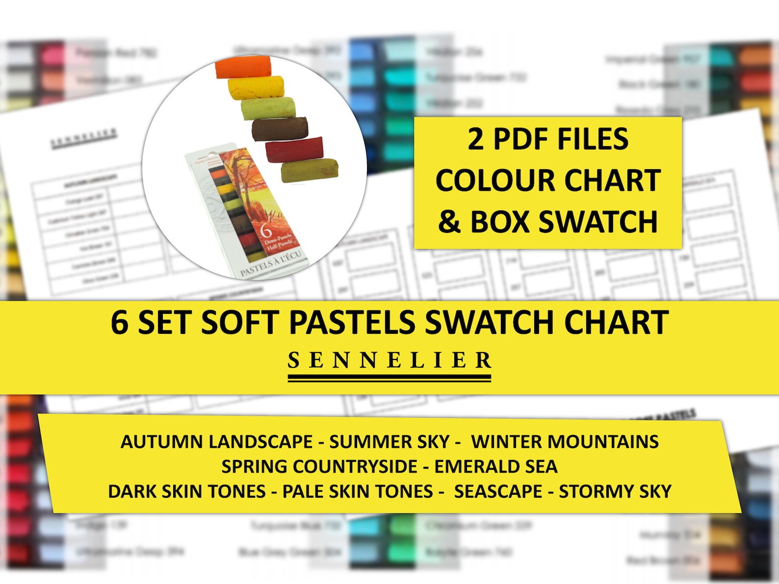 Soft Pastels Swatch Chart - Sennelier 6 Set DIY Printable Color Chart ...