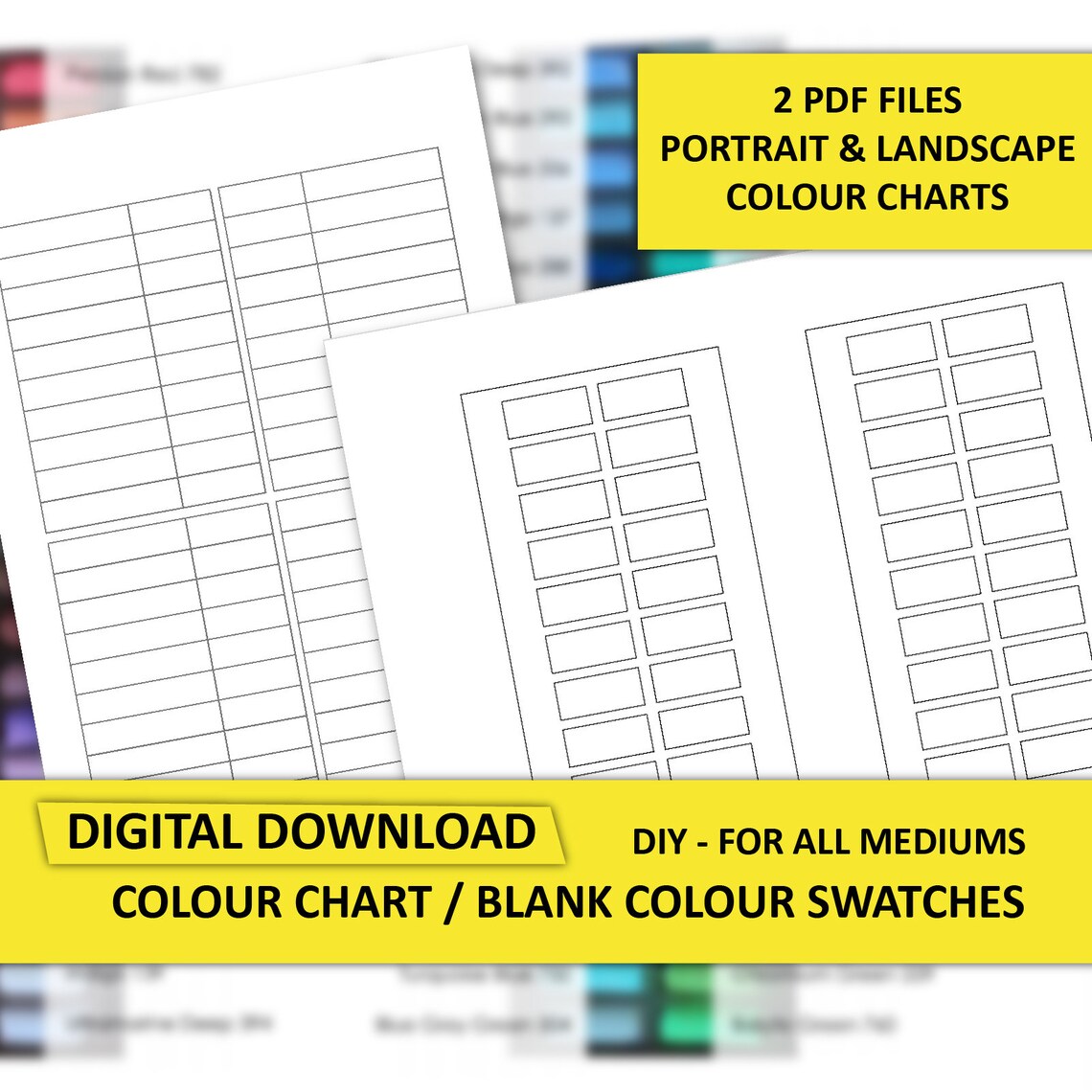 Blank Colour Swatch Chart - DIY Printable Watercolour, Pencil, Pastel ...