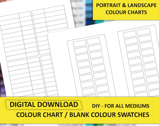 Blank Colour Swatch Chart - DIY Printable Watercolour, Pencil, Pastel ...