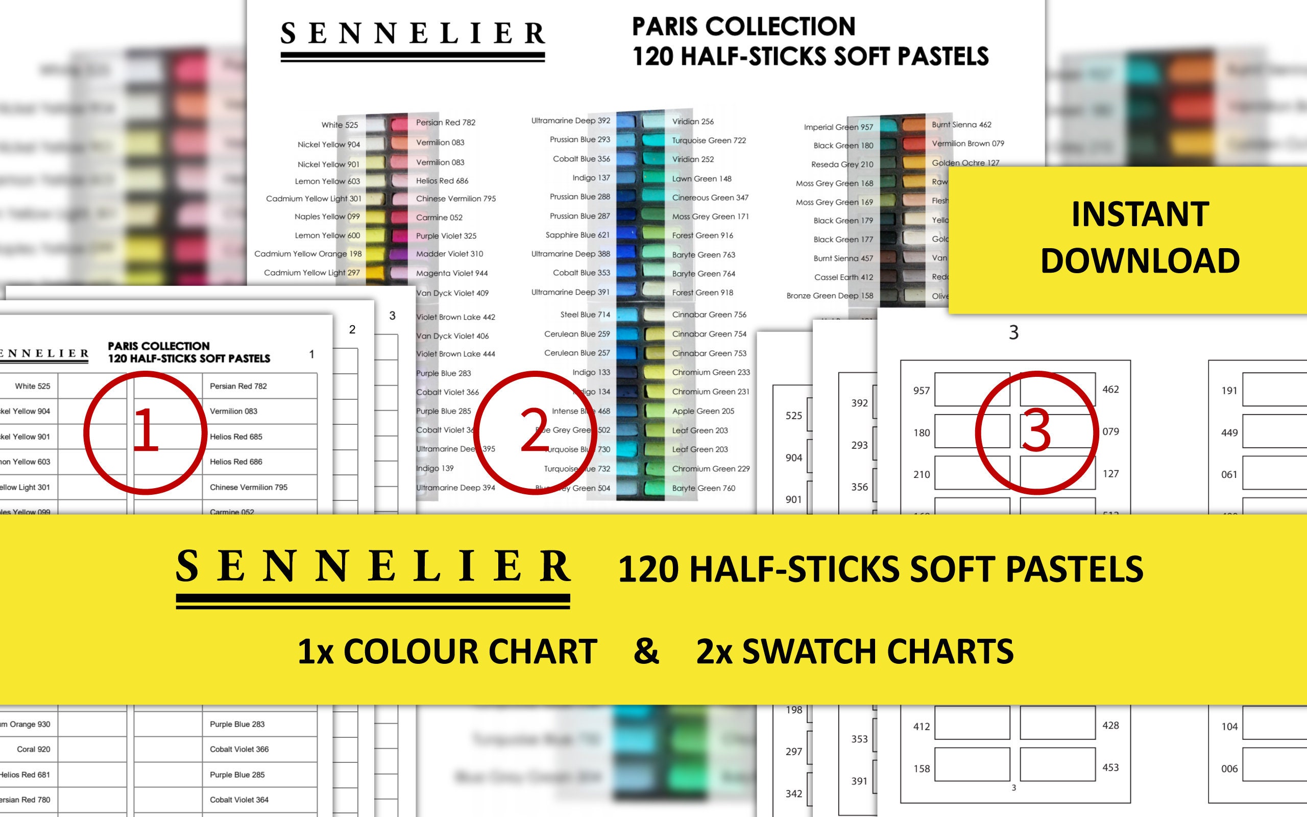 Sennelier 120 Soft Pastels Paris Colour Swatch Chart - DIY Printable - Etsy