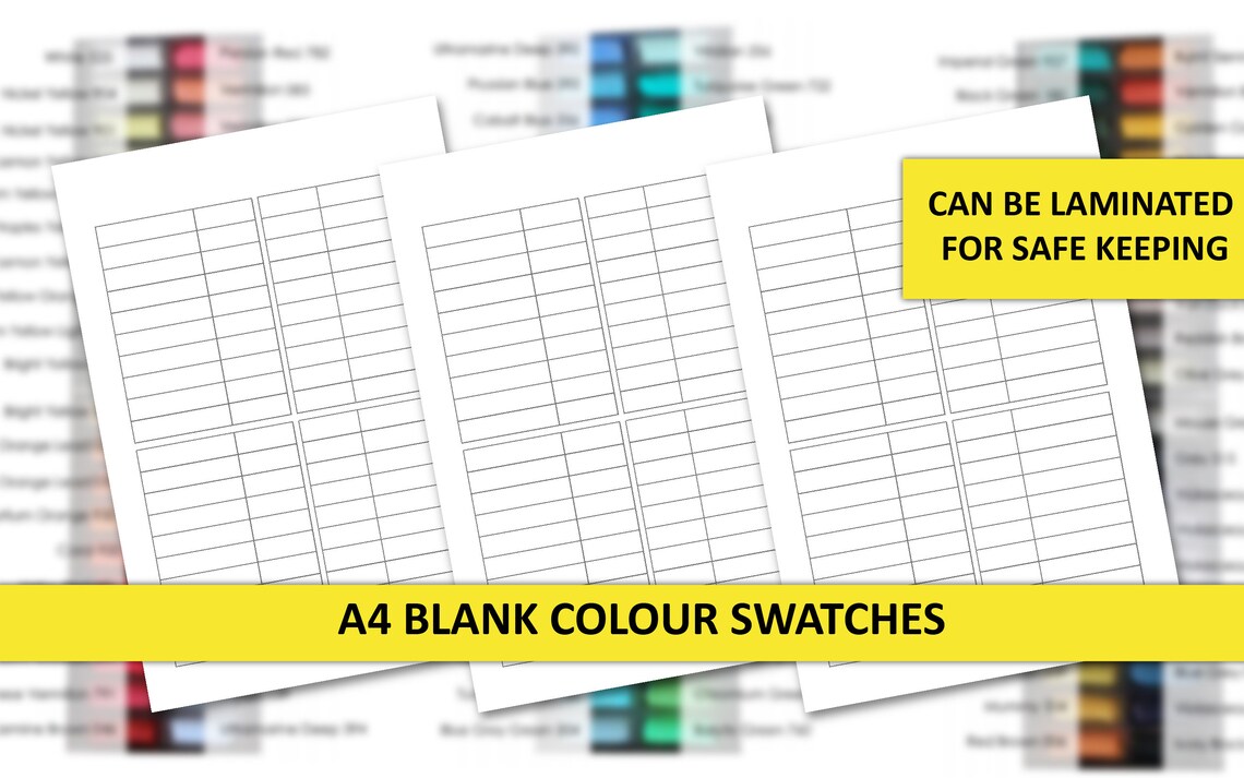 Blank Colour Swatch Chart - DIY Printable Watercolour, Pencil, Pastel ...