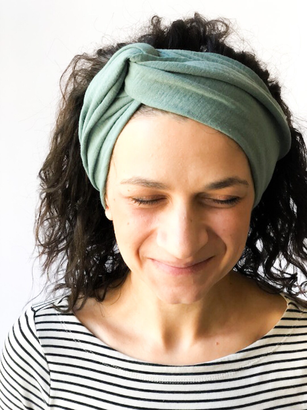 Muslin Hairband Sage, Turban Hairband, Knot Hairband, Yoga Accessory ...