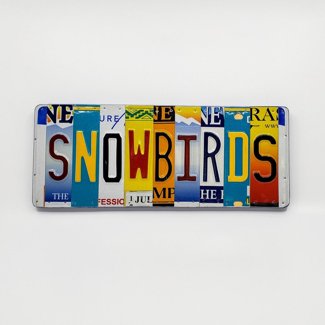 Reclaimed Licence Plate Sign SNOWBIRDS - Etsy