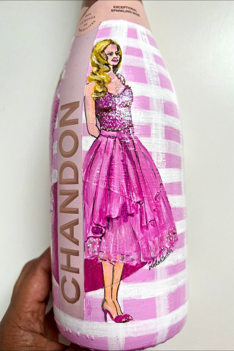Barbie Themed Hand Painted Wine/ Champagne Bottle - Bridal Gifting ...