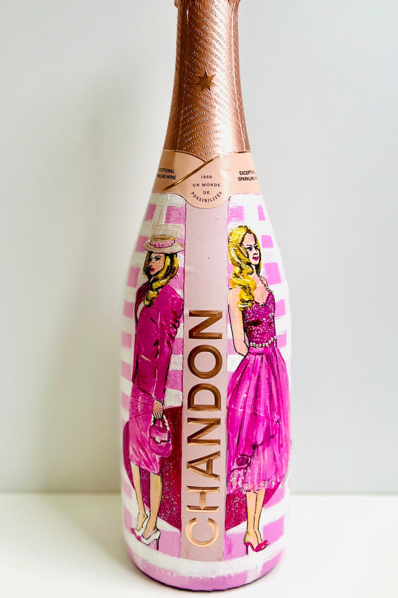 Barbie Themed Hand Painted Wine/ Champagne Bottle - Bridal Gifting ...