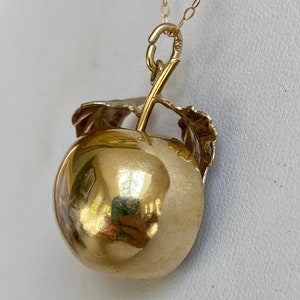 Vintage 9k Yellow and White Gold Apple Necklace - Etsy