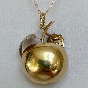 Vintage 9k Yellow and White Gold Apple Necklace - Etsy