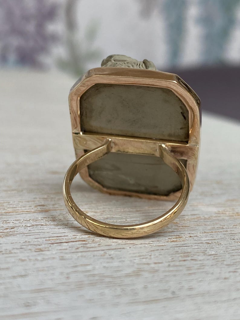 REDUCED TO CLEAR Antique Victorian 9k Gold and Lava Rock Cameo Portrait ...