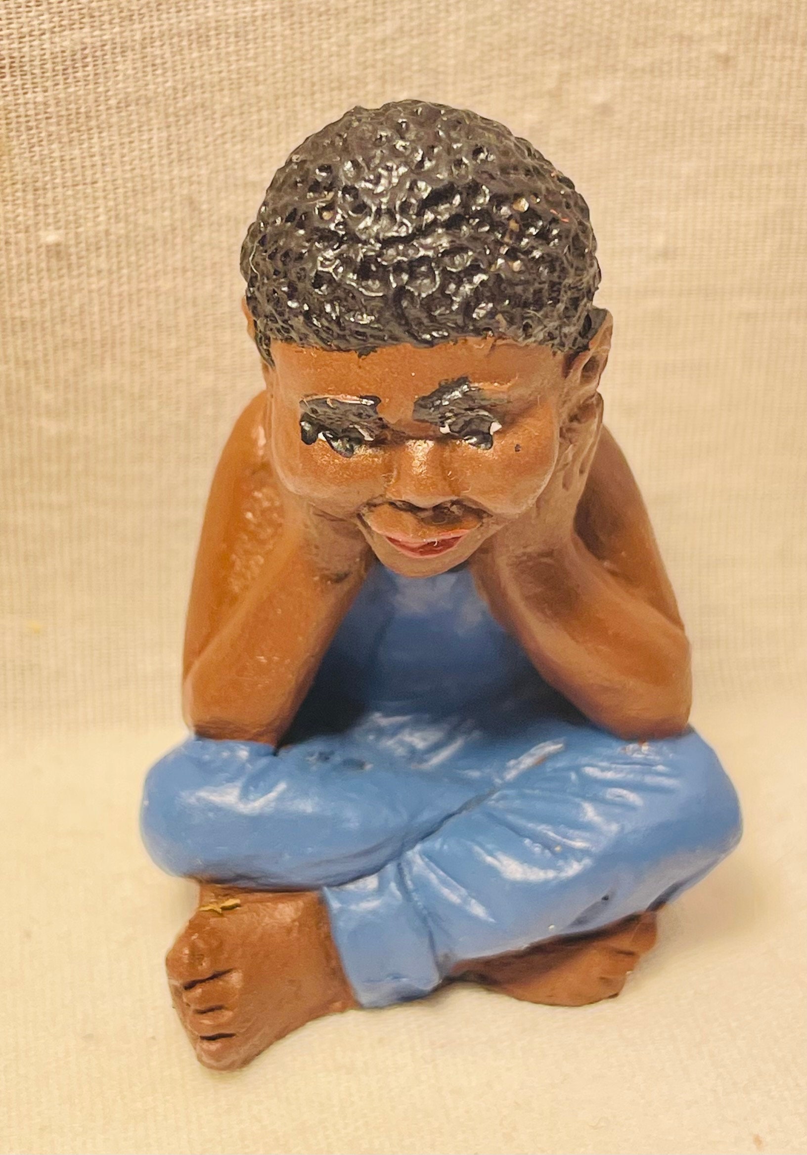 Handpainted mini Thinker Boy Figurine - Etsy