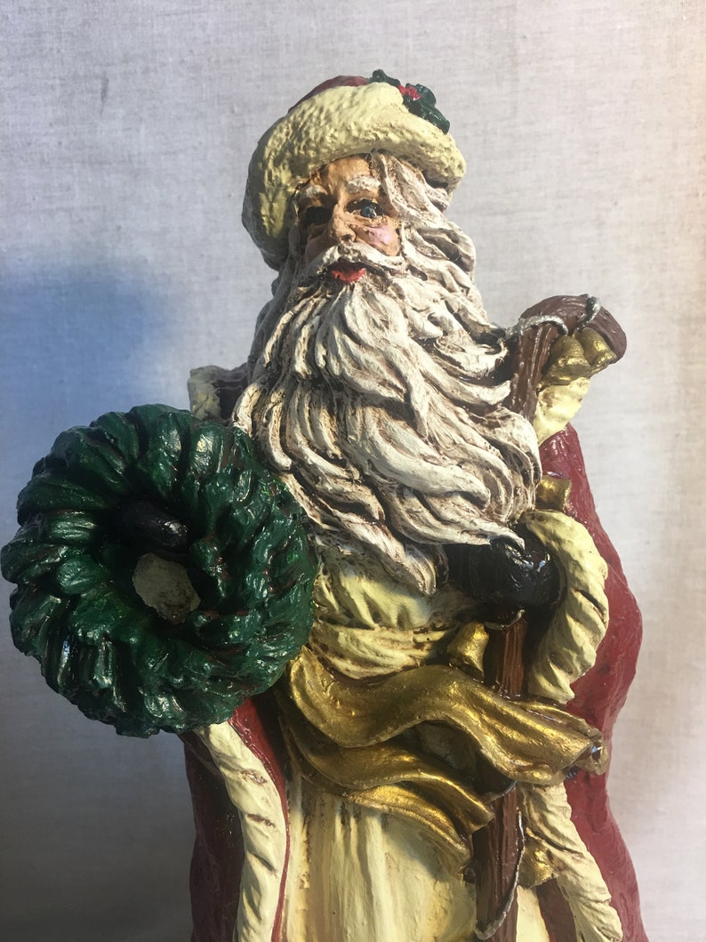 Handpainted Extra Large Santa Holding a Wreath and Staff - Etsy