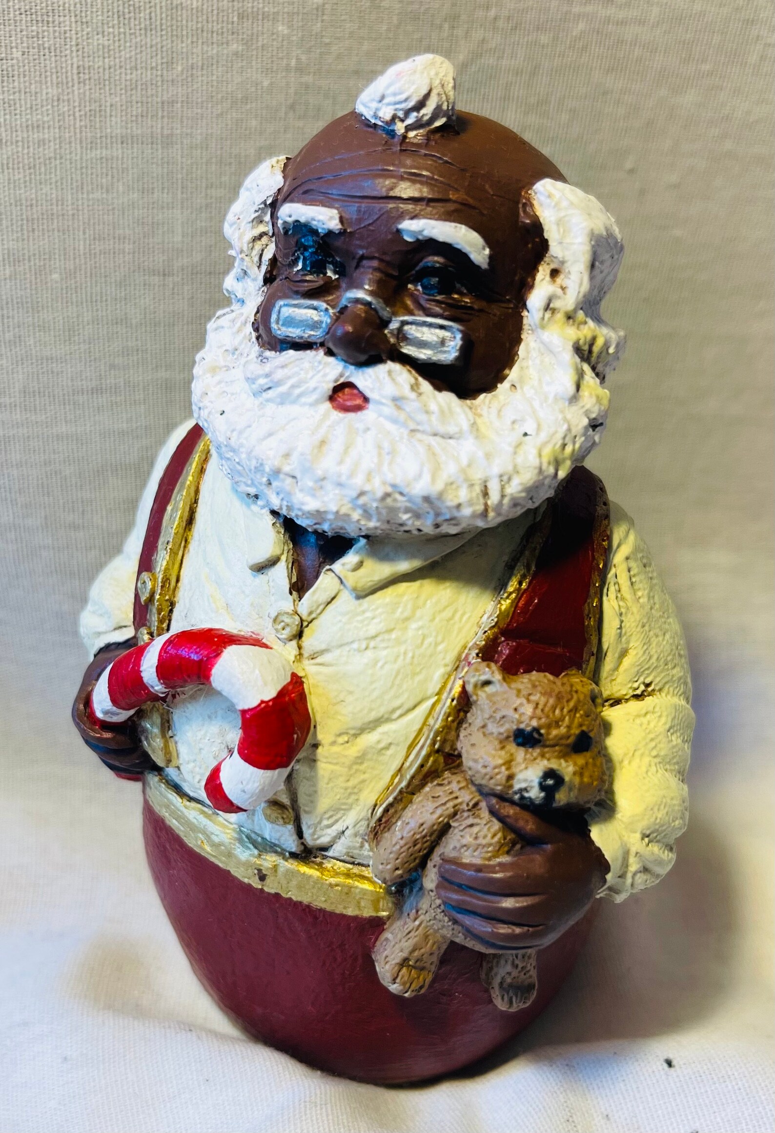 Handpainted Roly Poly Santa Holding a Candy Cane and - Etsy