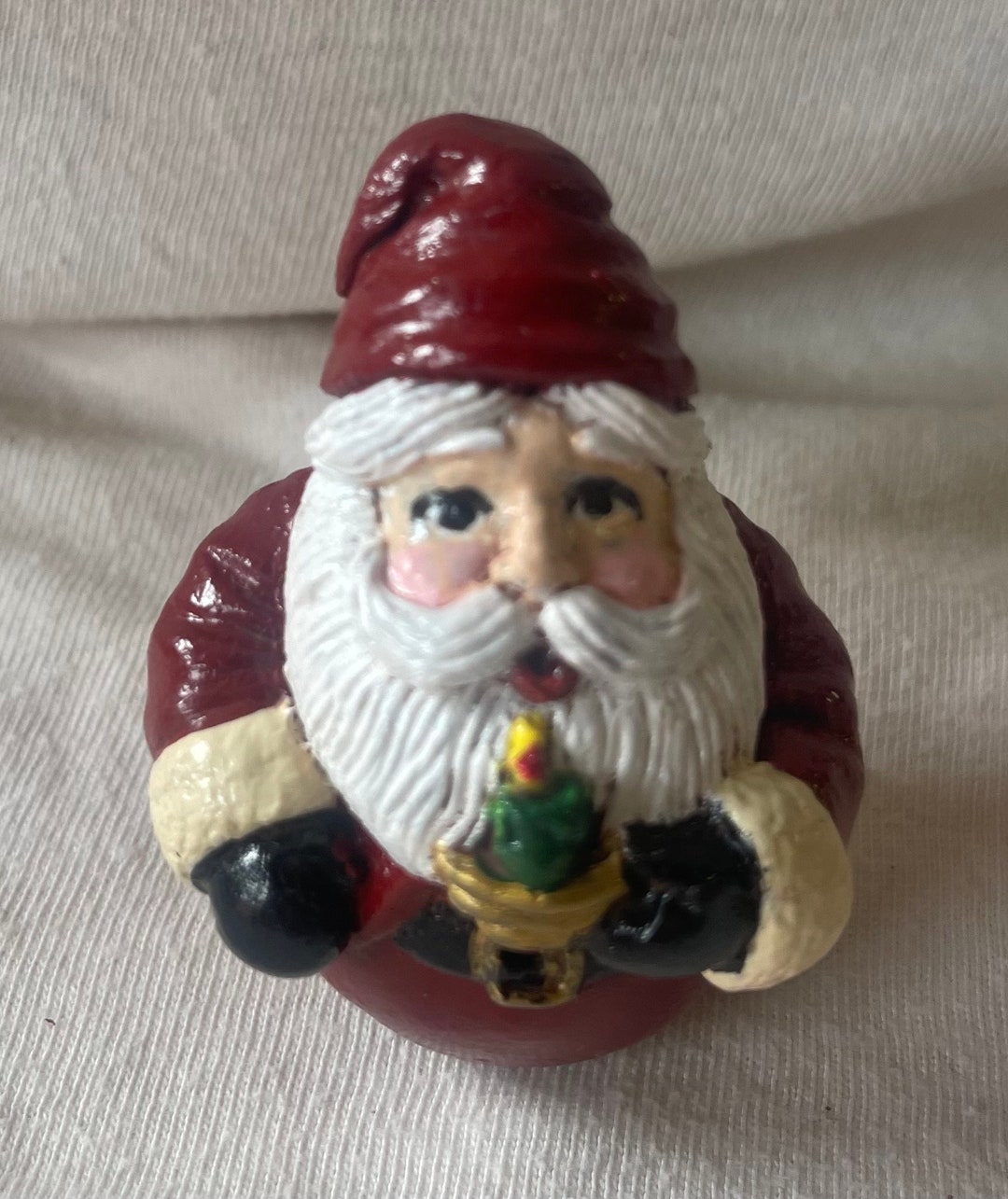 Handpainted Small “ Roly Poly Santa With Candle” - Etsy
