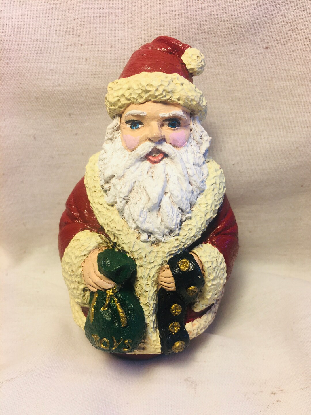 Handpainted Roly Poly Santa With Toy Bags and Bells - Etsy