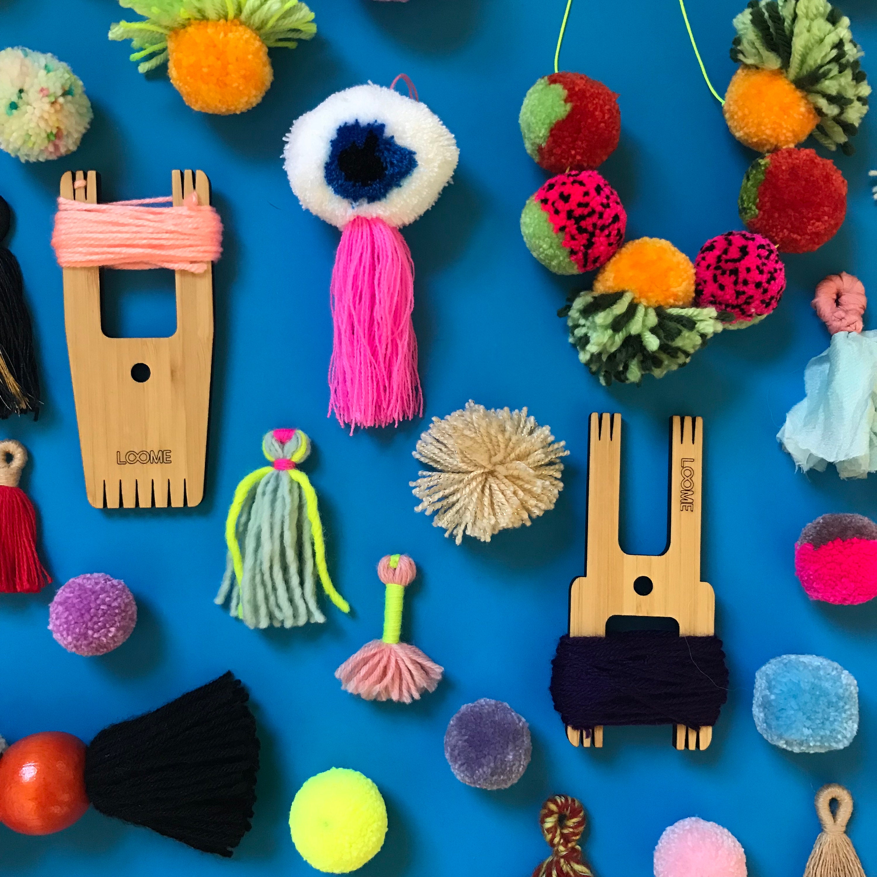 Pom Pom Maker, Wood & 5-in-1 Tool, Makes Multiple Size Pom Poms Big A ...