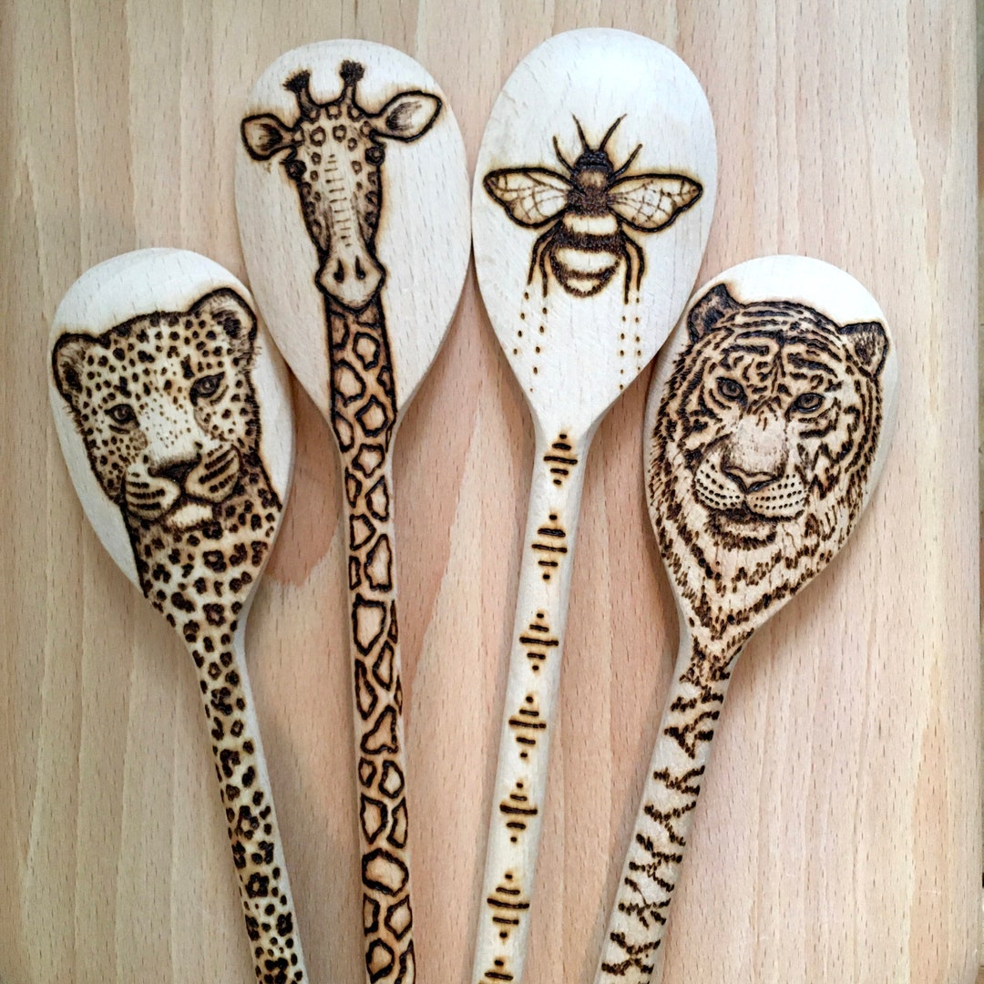 Hand Illustrated Spoons & Spatulas - Animal Designs With Optional ...