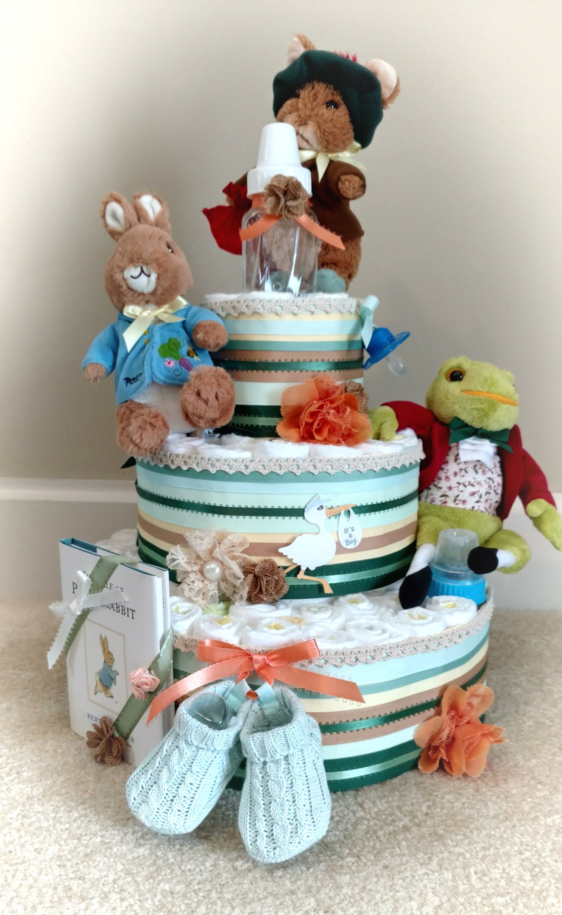 Peter Rabbit Diaper Cake, Peter Rabbit Baby Shower, Diaper Cake, Rabbit ...