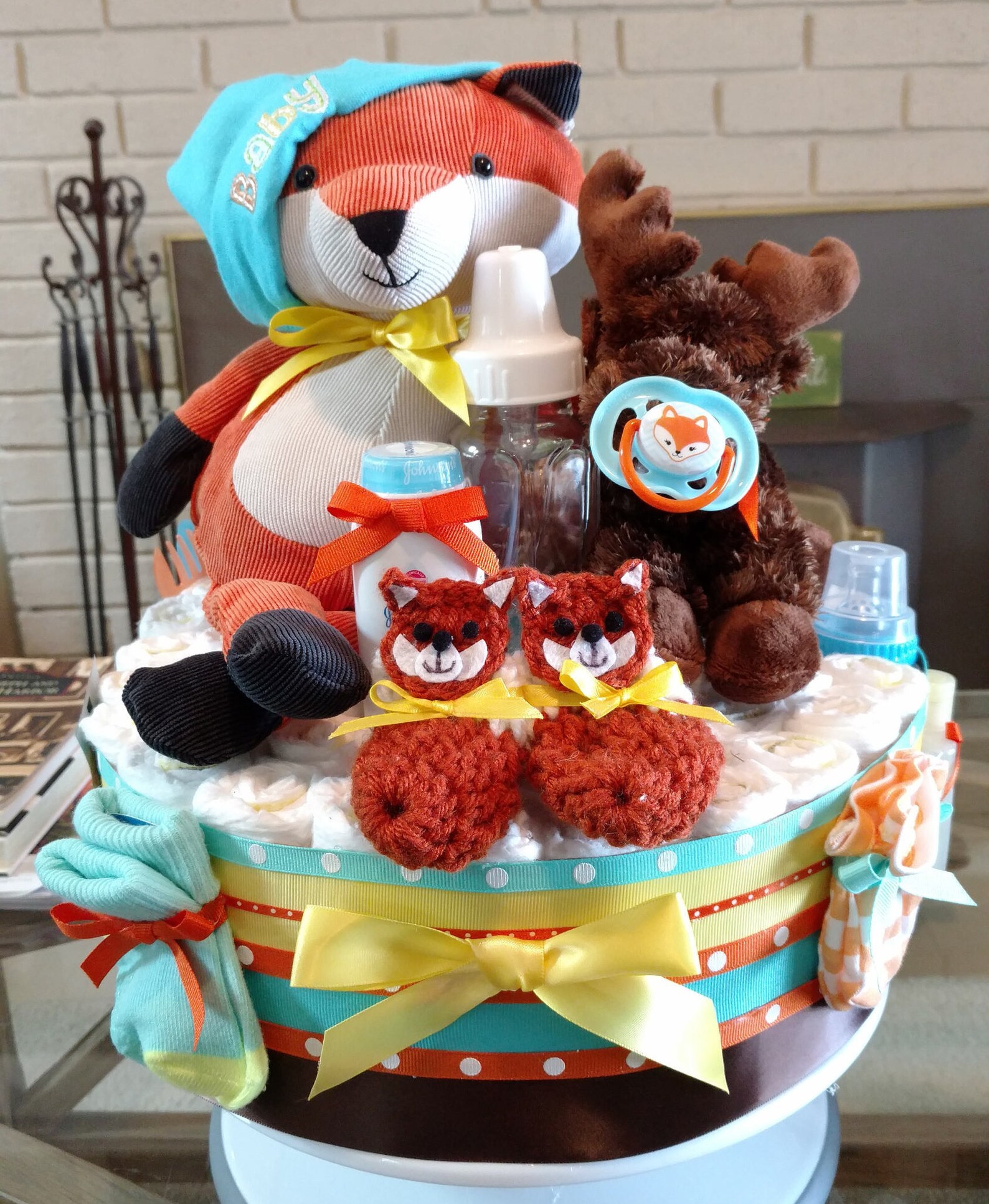Fox Diaper Cake, Woodland, Fox Shower Cake, Mr. Fox Cake, Baby Shower ...