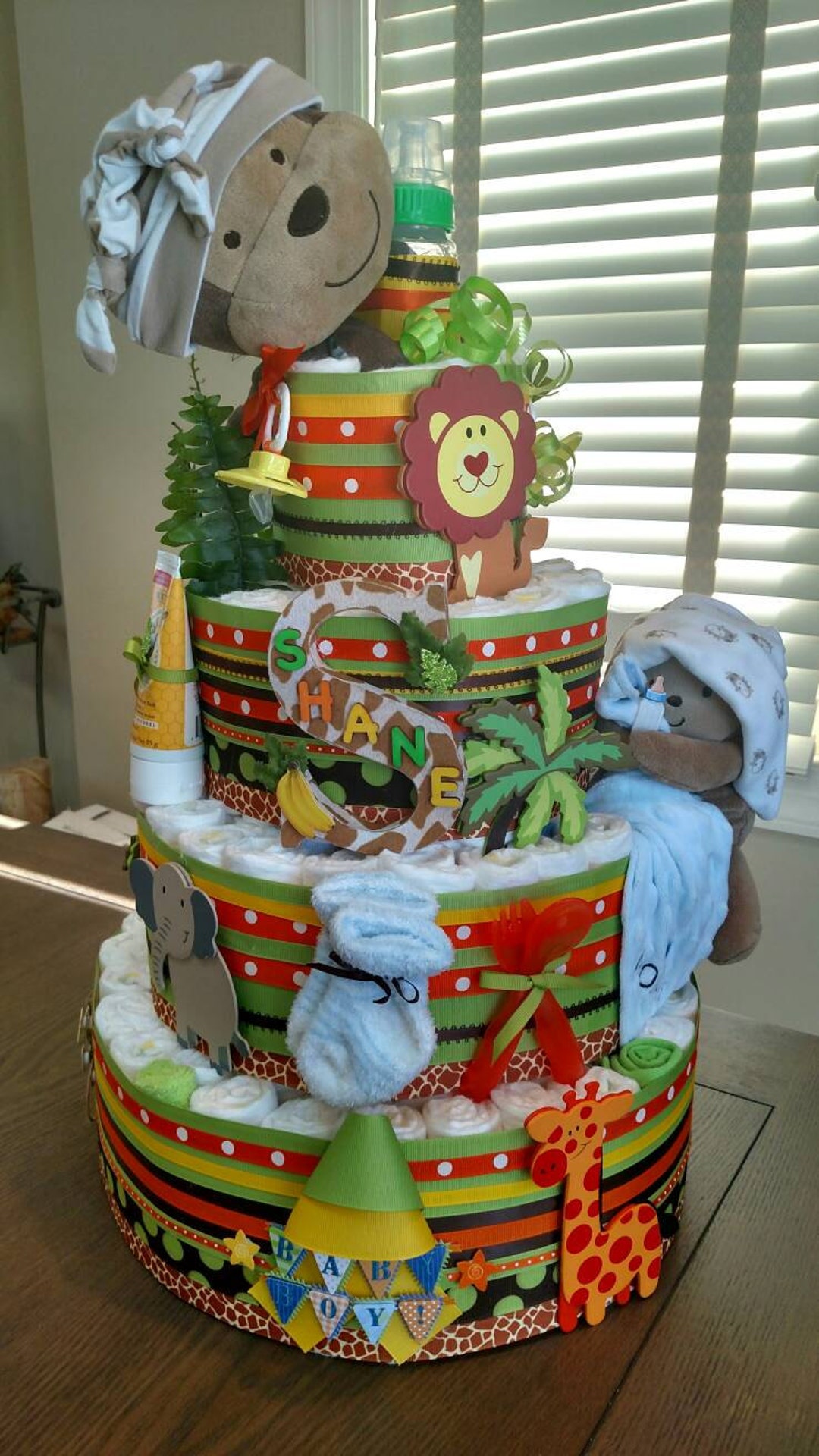 Monkey Diaper Cake, Jungle Diaper Cake, 4 Tier - Etsy