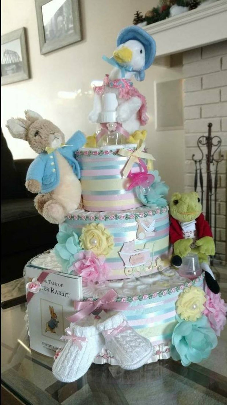 Peter Rabbit Diaper Cake, Peter Rabbit Baby Shower, Diaper Cake, Rabbit ...
