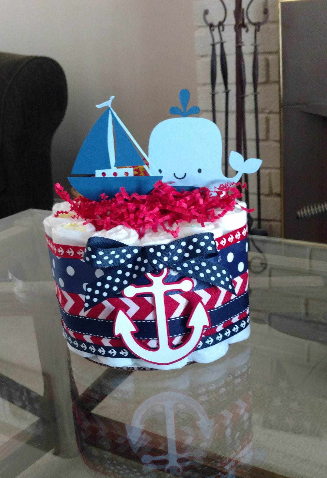 Nautical Diaper Cake, 4th of July, Whale Diaper Cake, Under the Sea ...