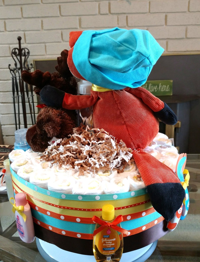 Fox Diaper Cake, Woodland, Fox Shower Cake, Mr. Fox Cake, Baby Shower ...