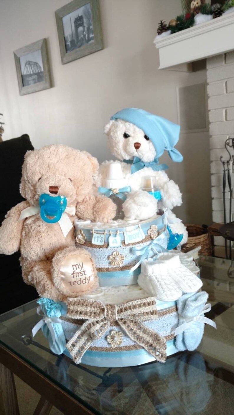 Bear Diaper Cake Teddy Bear Diaper Cake Boy Diaper Cake 2 - Etsy