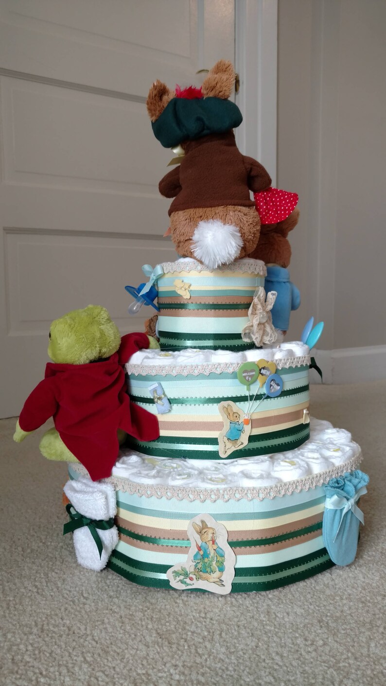 Peter Rabbit Diaper Cake, Peter Rabbit Baby Shower, Diaper Cake, Rabbit ...