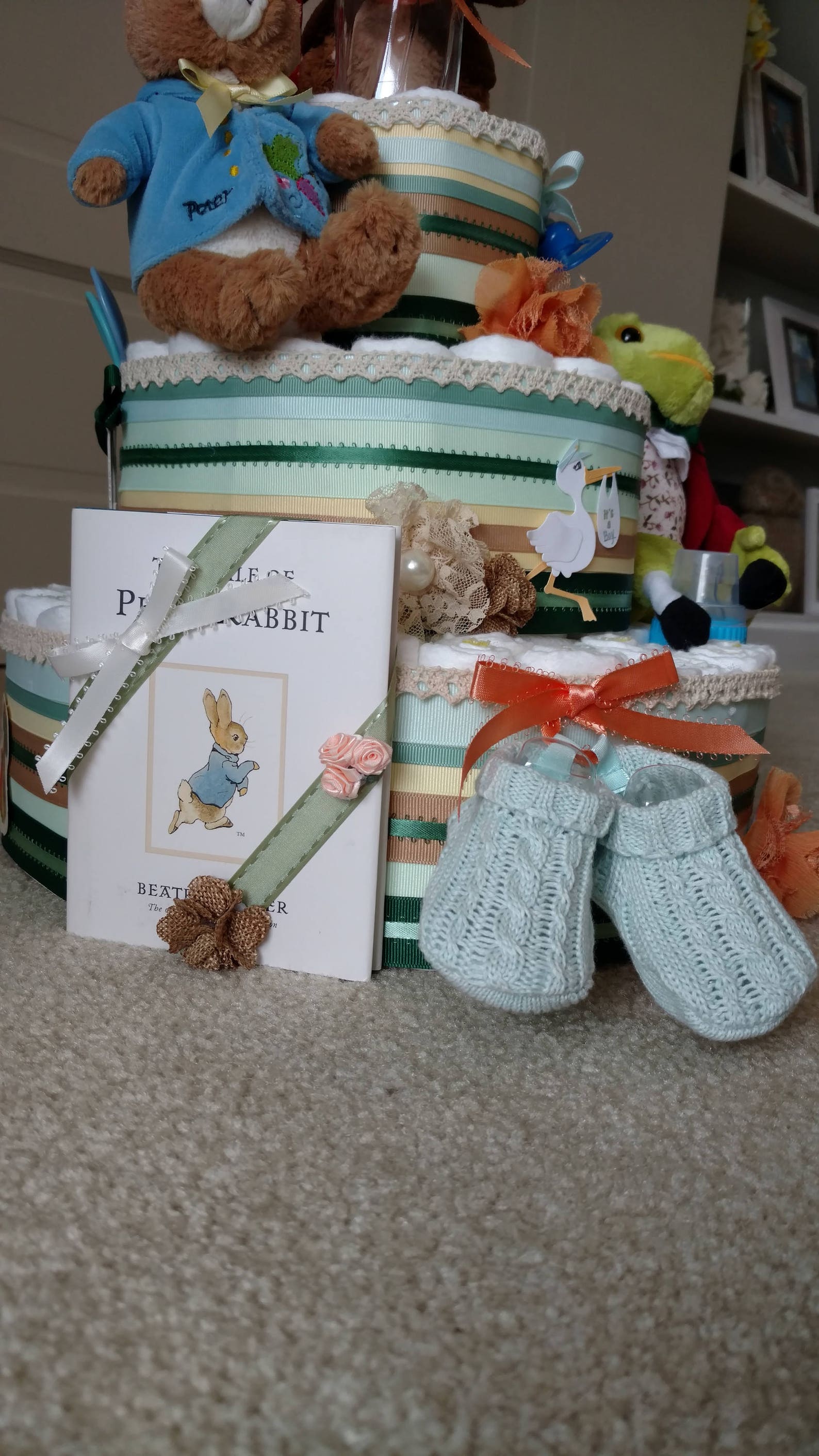 Peter Rabbit Diaper Cake, peter rabbit baby shower, diaper cake, rabbit ...